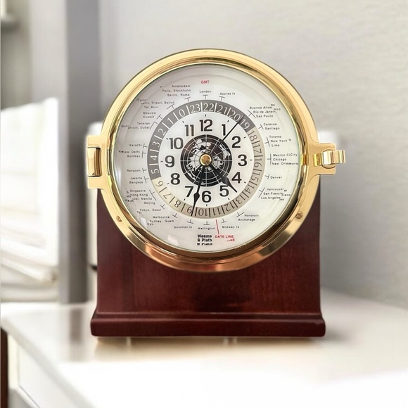 Weems & Plath | Office | Weems Plath Brass World Time Clock Nautical ...